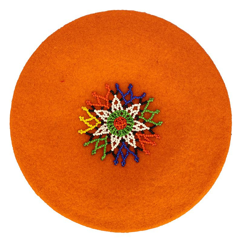 Beaded Beret Orange — Luangisa African Gallery
