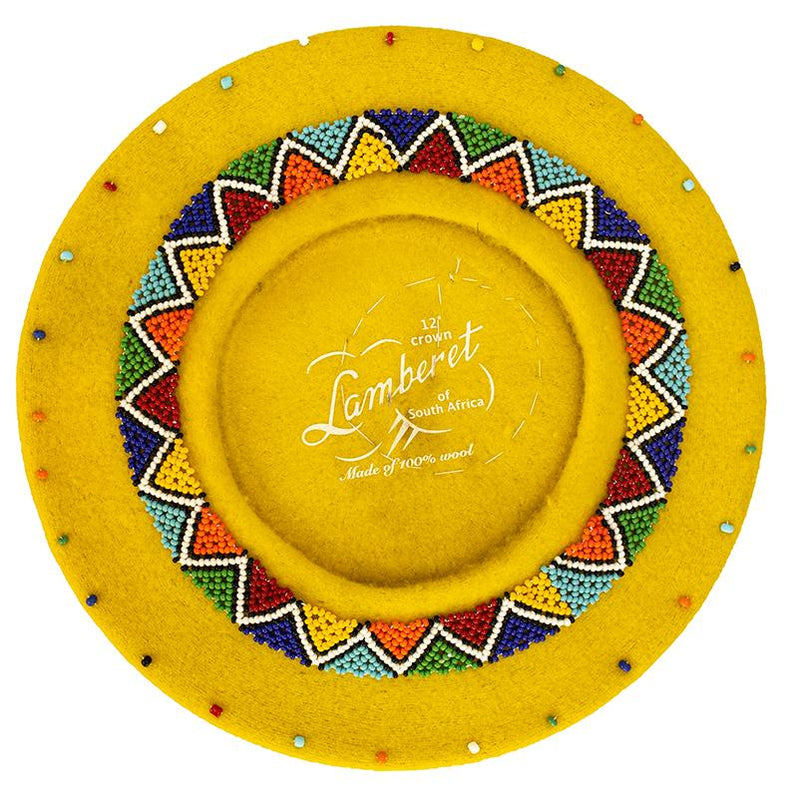 Beaded Beret Yellow — Luangisa African Collection