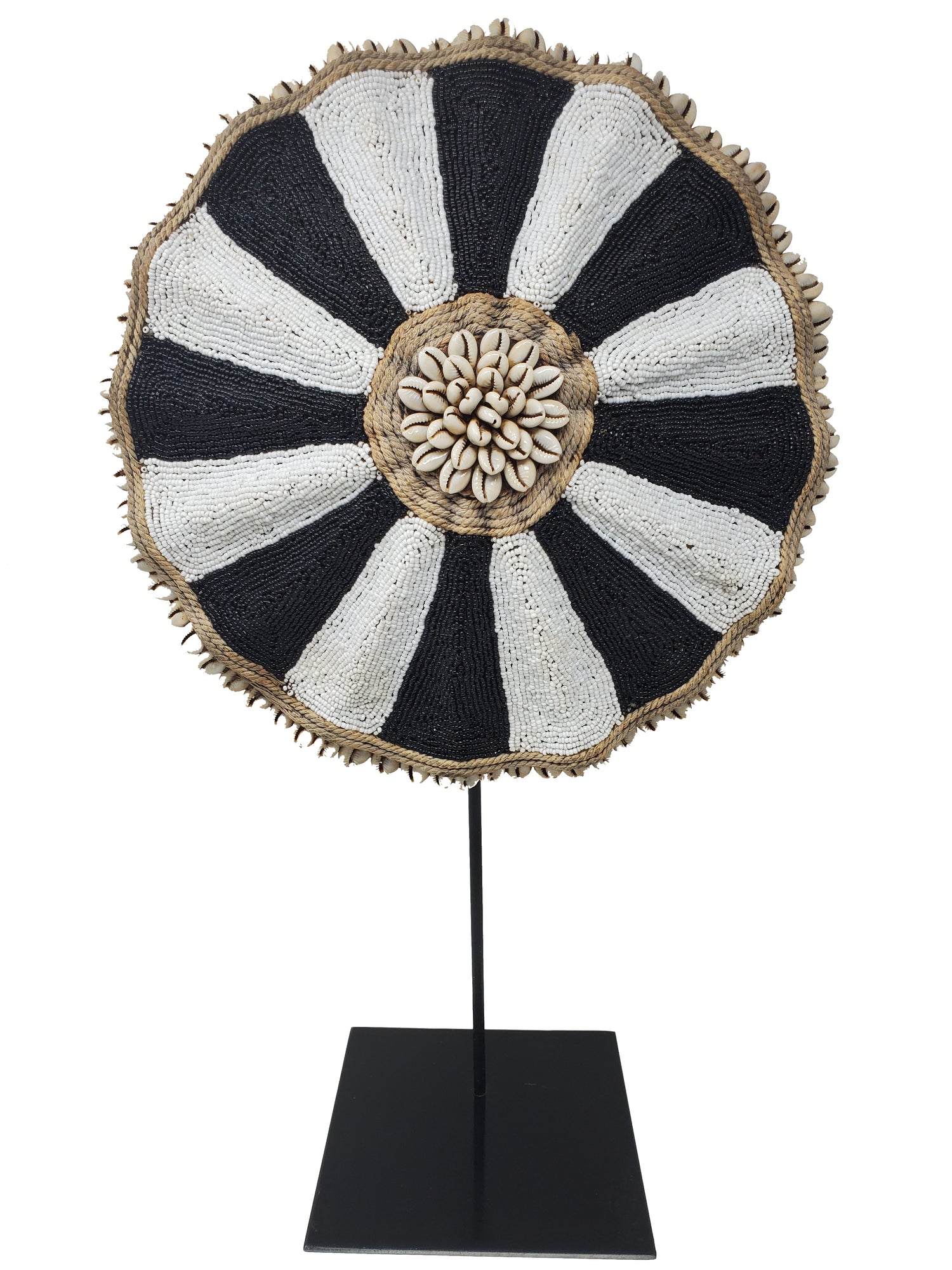 Beaded Cameroon Umbrella Shield on stand - Black & White 02 — Luangisa ...