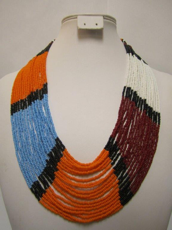 Umbrella Long Necklace 3 Masai Colors — Luangisa African Gallery