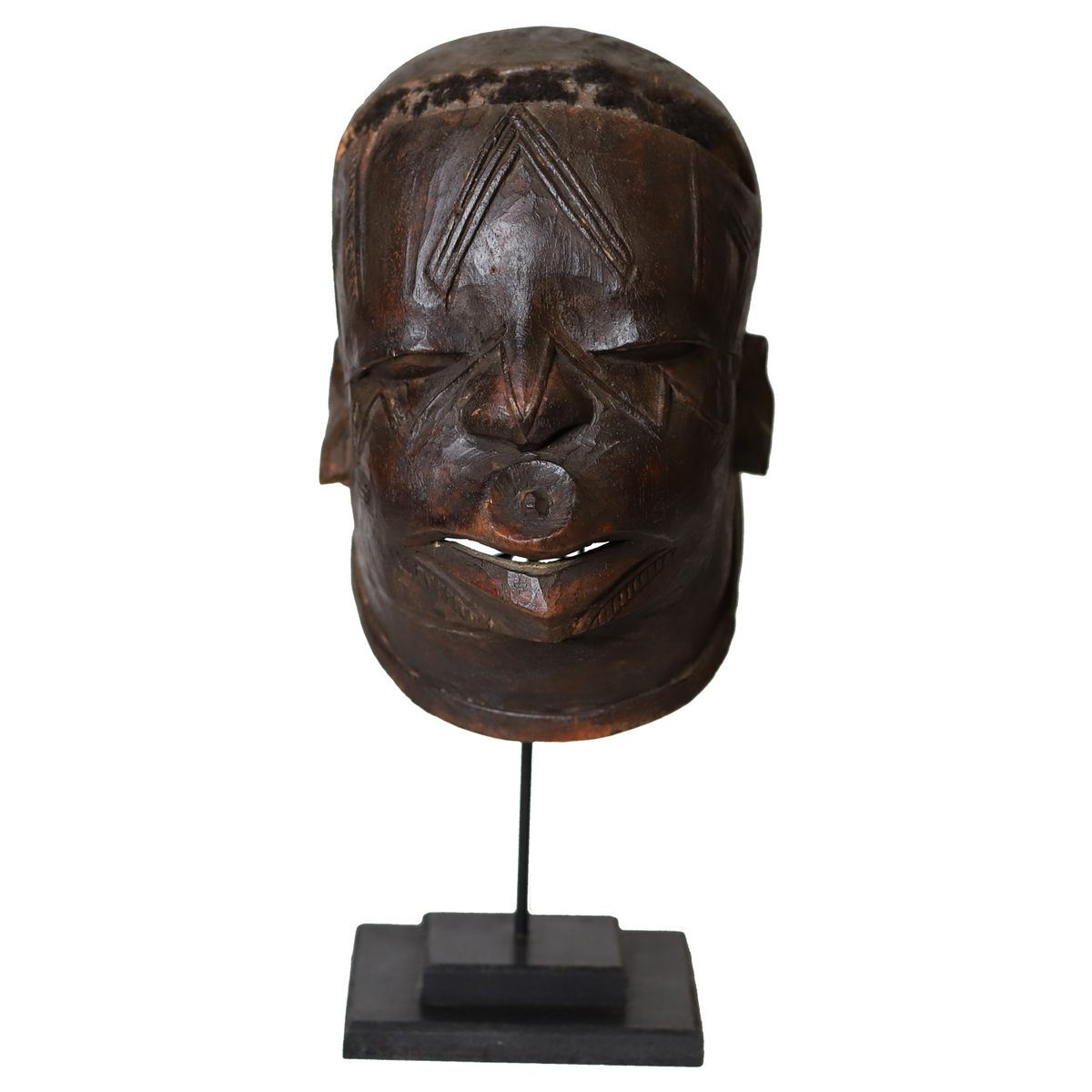 Makonde Helmet Mask (Lipiko) with lip plug | Hand carved in Tanzania ...