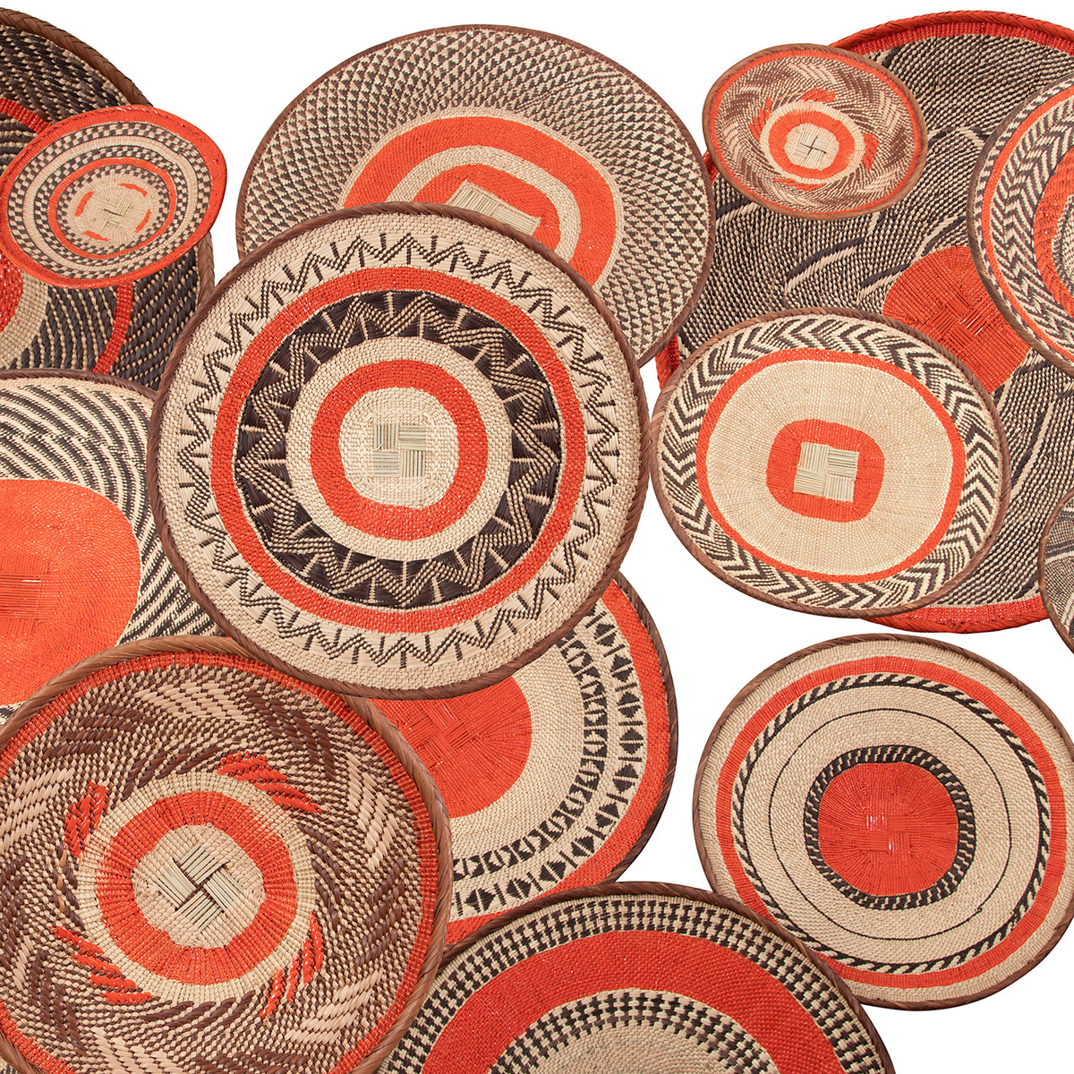 Tonga Painted Pattern Baskets | Orange Pattern — Luangisa African Gallery