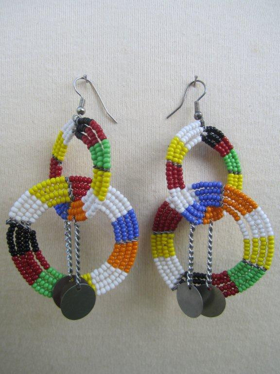 Maasai Round Two Tier Earrings 01 - Masai Colors — Luangisa African Gallery