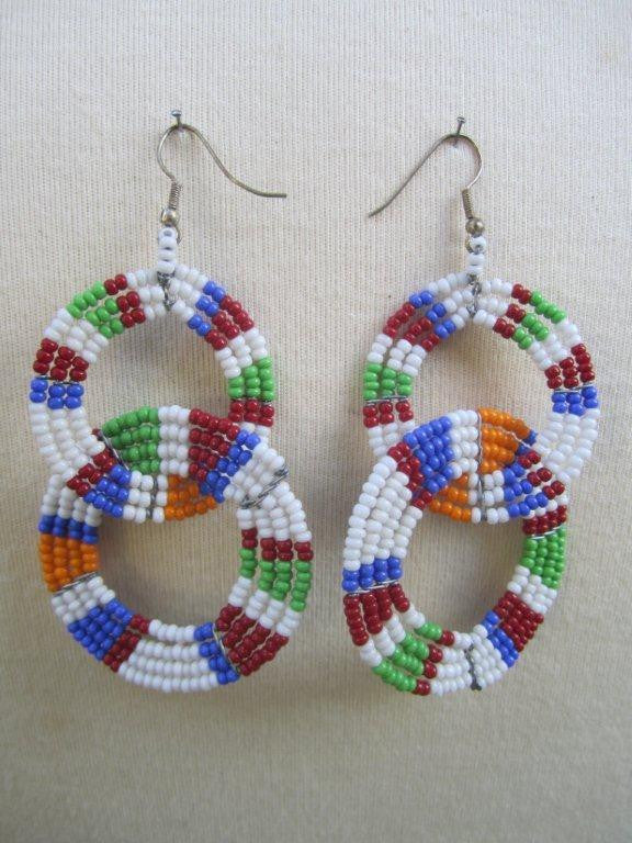 Maasai Round Two Tier Earrings 02 - Masai Colors — Luangisa African Gallery
