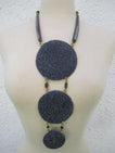 Triple Disc Necklace with horn Metallic Grey — Luangisa African Collection