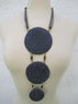 Triple Disc Necklace with horn Metallic Grey — Luangisa African Collection