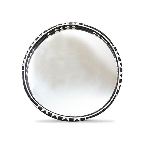 African Beaded Mirror Large | Black & White — Luangisa African Gallery