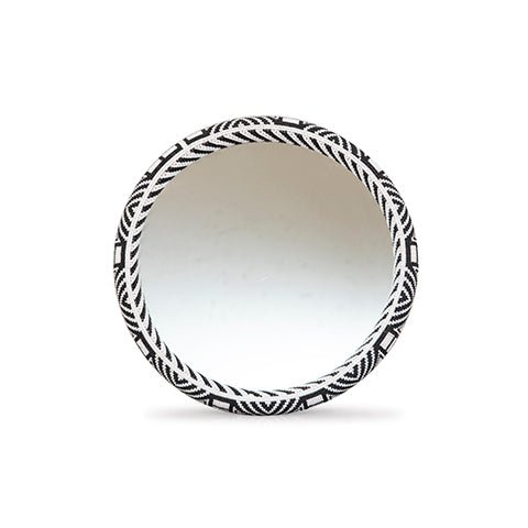 African Beaded Mirror Medium | Black and White Rim — Luangisa African ...