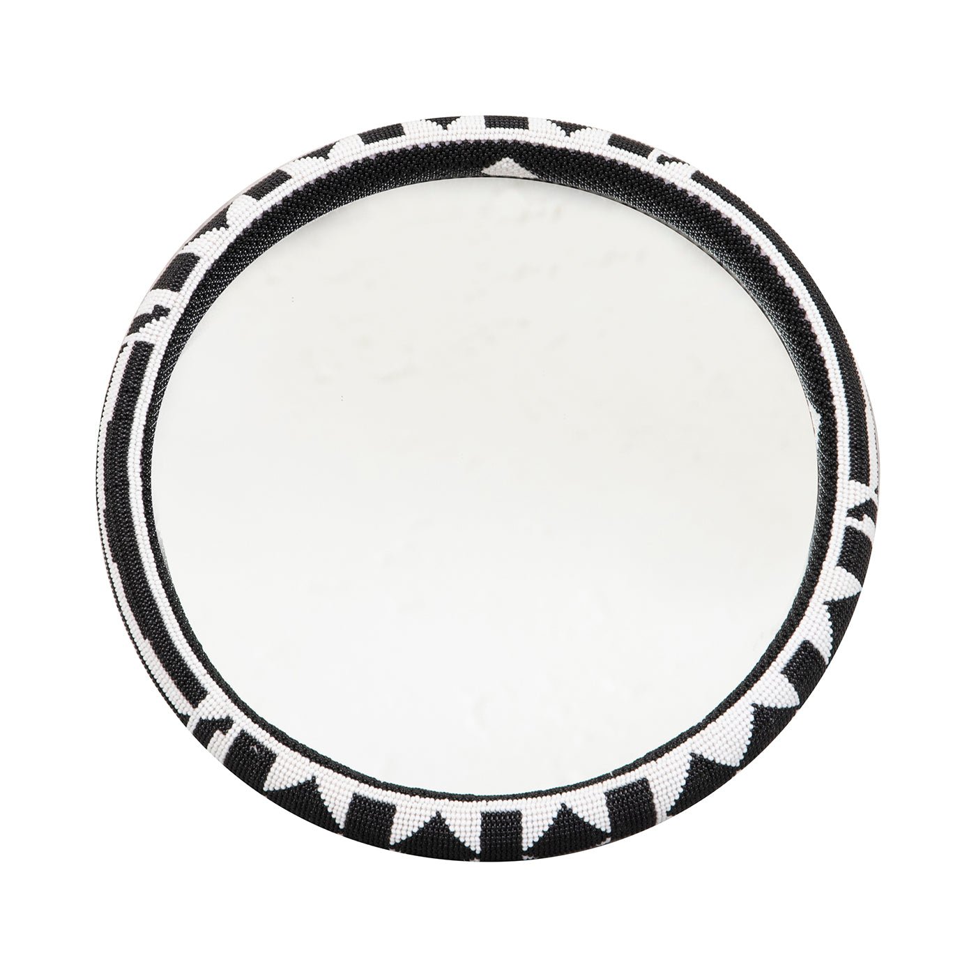 African Beaded Mirror Medium | Black and White Rim — Luangisa African ...